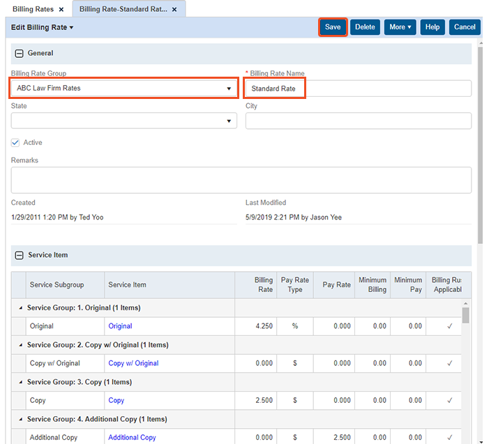 RB9 • Entering Billing Rates